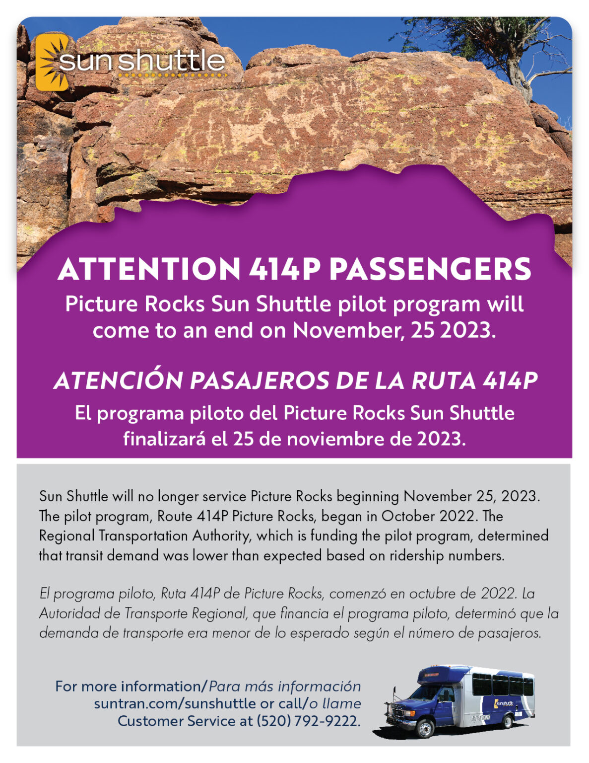 Picture Rocks Sun Shuttle Pilot Program Ends November 2023 - Sun Tran