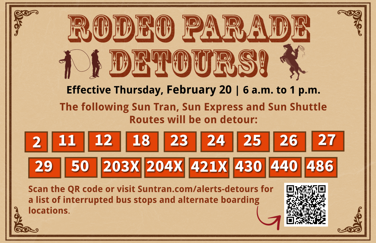 Giddy Up! 2025 Rodeo Parade Detours - Sun Tran